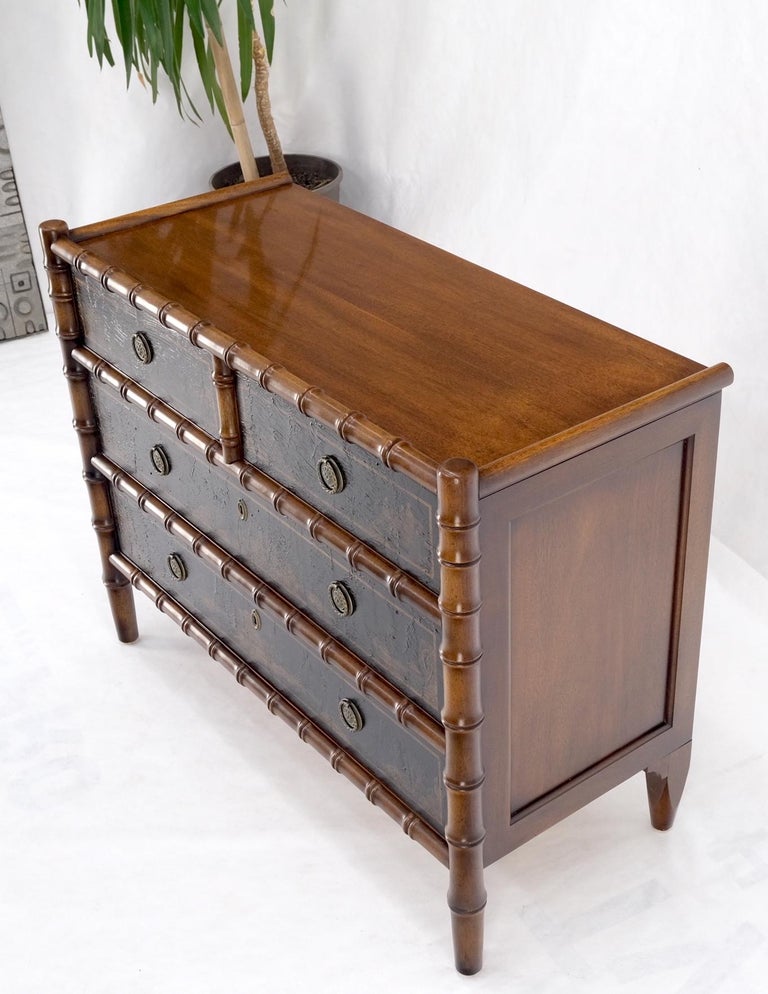 Asian Motive Scene Drawer Decorated Faux Bamboo 4 Drawers Dresser ...