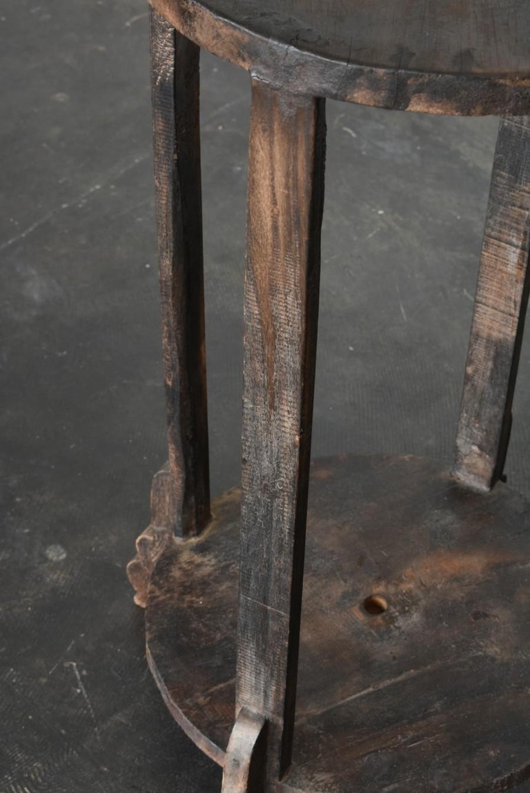 Asian Old Wooden Round Table/Early 20th /Flower Stand/Corner Table For ...