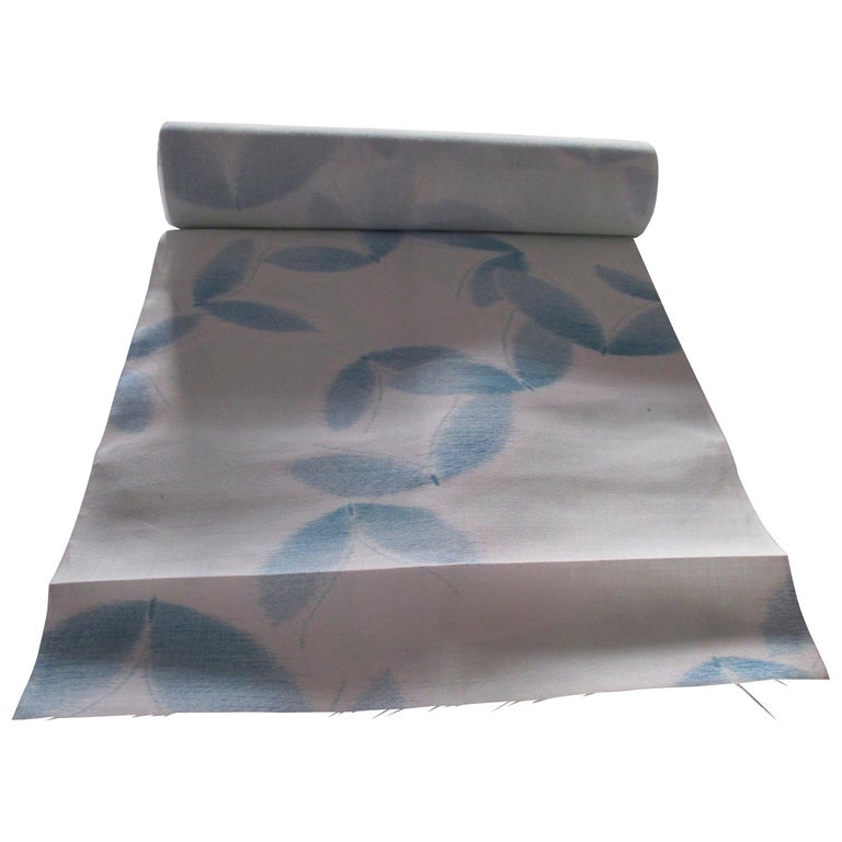 Vintage Blue and White Hand-Blocked Textile Roll For Sale at 1stDibs