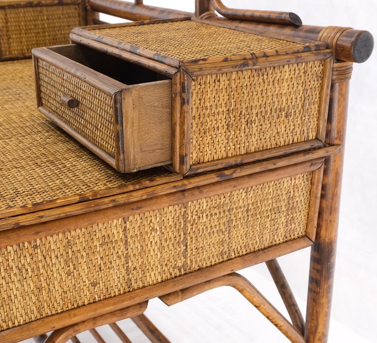 Asian Pagoda Style Burnt Bamboo Cane Desk and Chair MINT! For Sale at ...