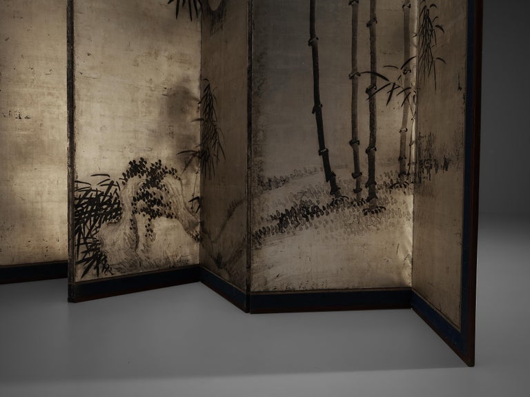 Room Divider with Japanese Hand Painted Landscape and 'Shodo ...