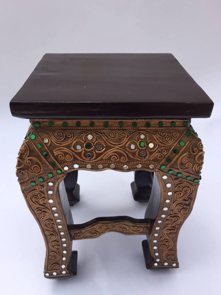 Asian Small Low Wooden Temple Gilded Table Stand For Sale at 1stDibs ...