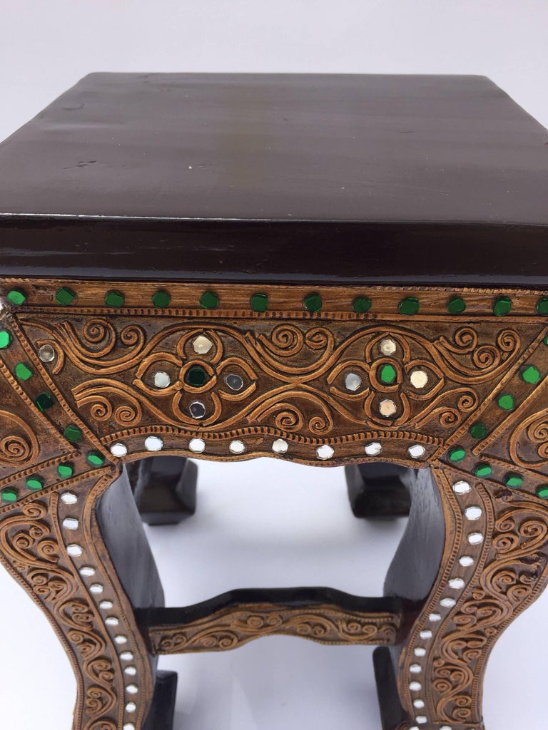 Asian Small Low Wooden Temple Gilded Table Stand For Sale at 1stDibs ...