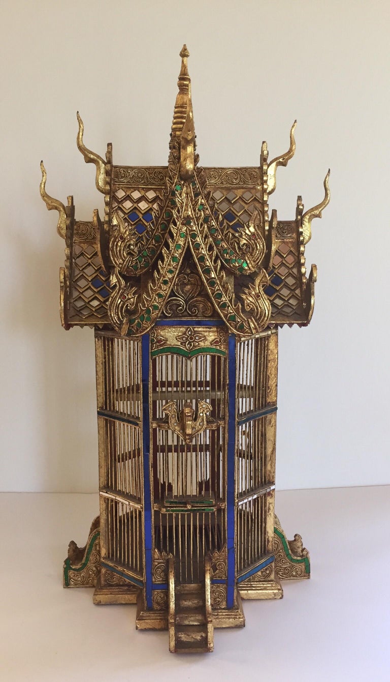 Asian Spirit House Thai Shrine Temple Bird Cage at 1stDibs | asian cage