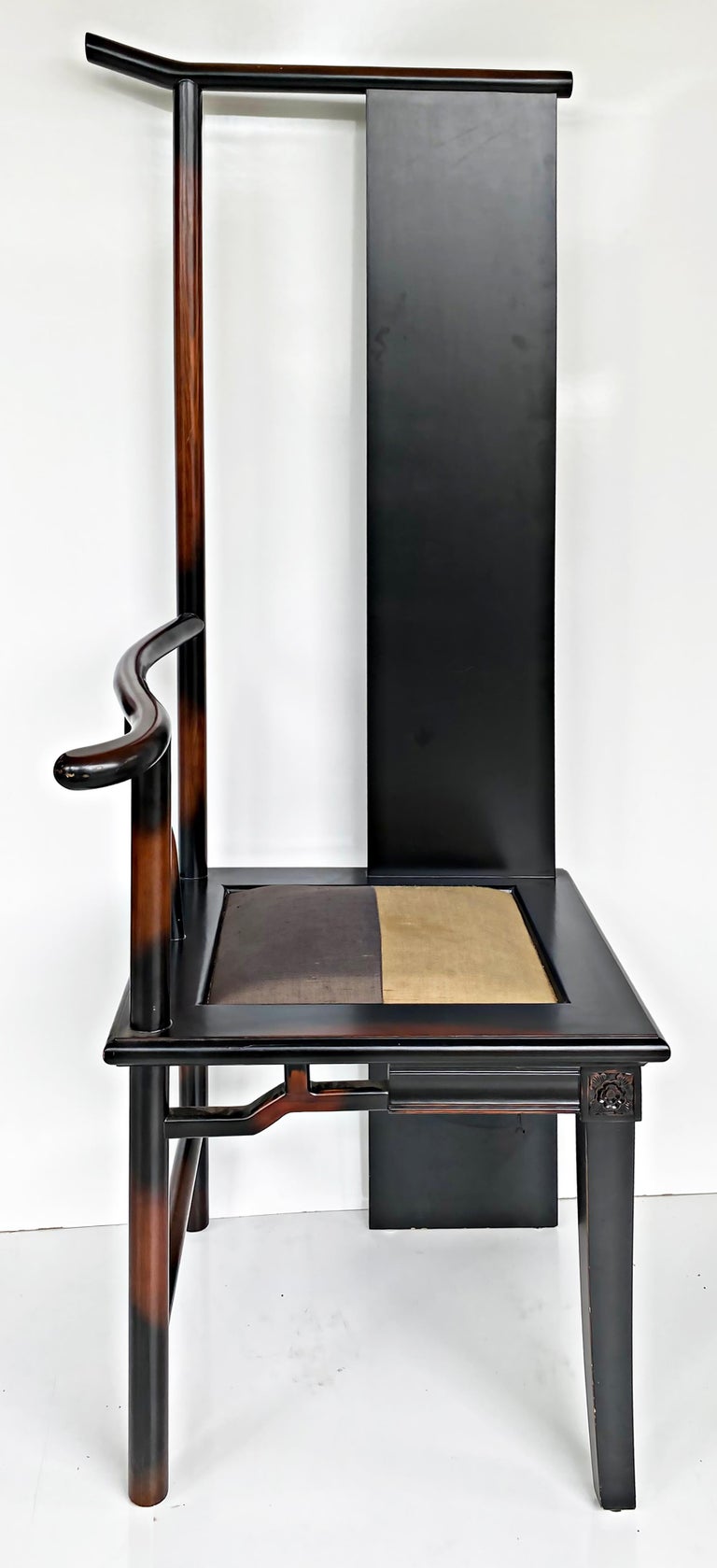 Asian Themed Tall Backed Lacquered Hall Chairs, Mirrored Image Pair at ...