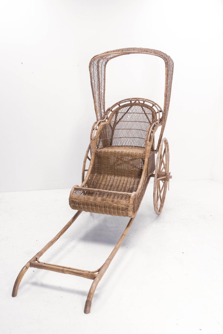 Asian Wicker and Bamboo Rickshaw Mid-Century For Sale at 1stDibs