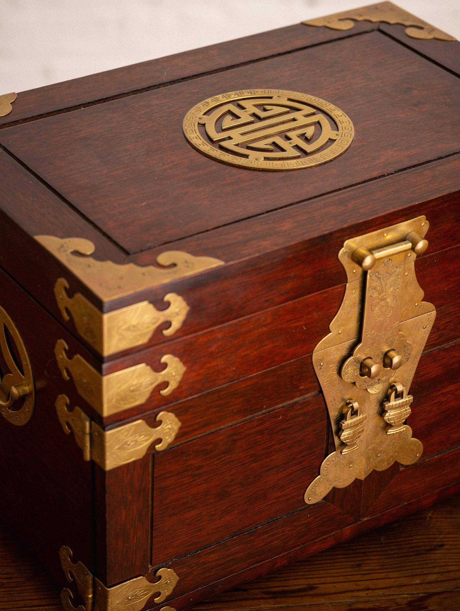 Asian Wood and Brass Jewelry Box For Sale at 1stDibs | asian jewelry boxes