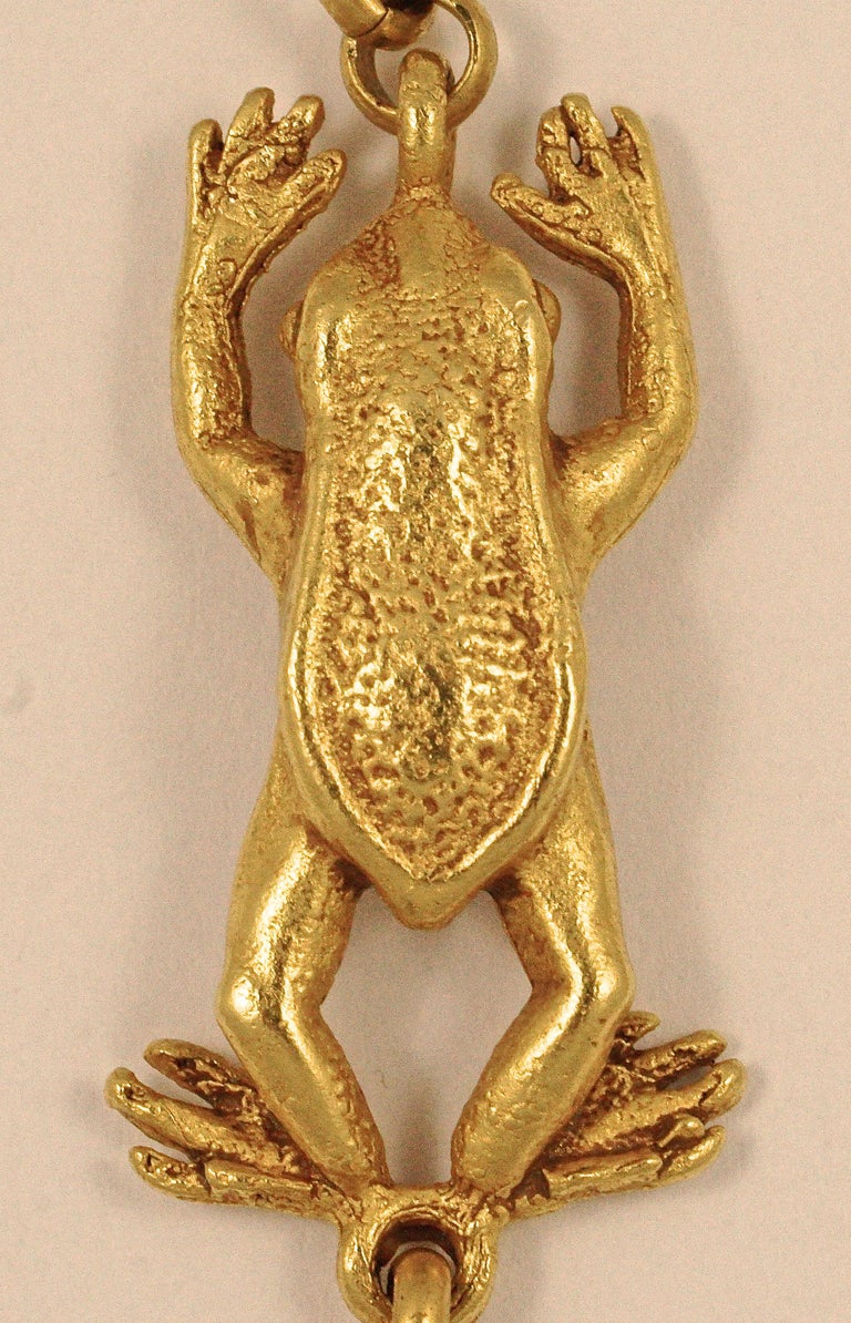 Askew London Long Gold Plated Frog Link Chain Necklace with a Flower ...