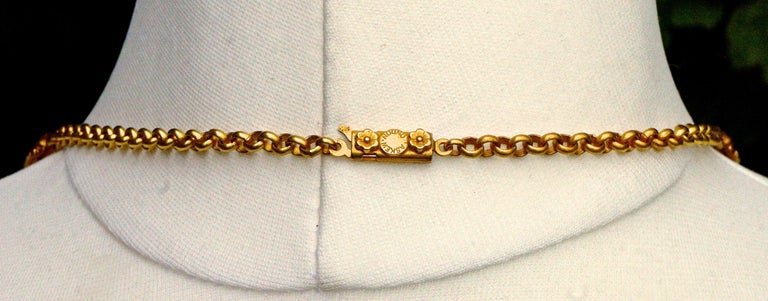 Askew London Long Gold Plated Frog Link Chain Necklace with a Flower ...