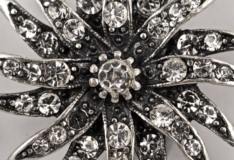 Askew London Silver Plated Clear Crystal Starburst Clip On Statement ...