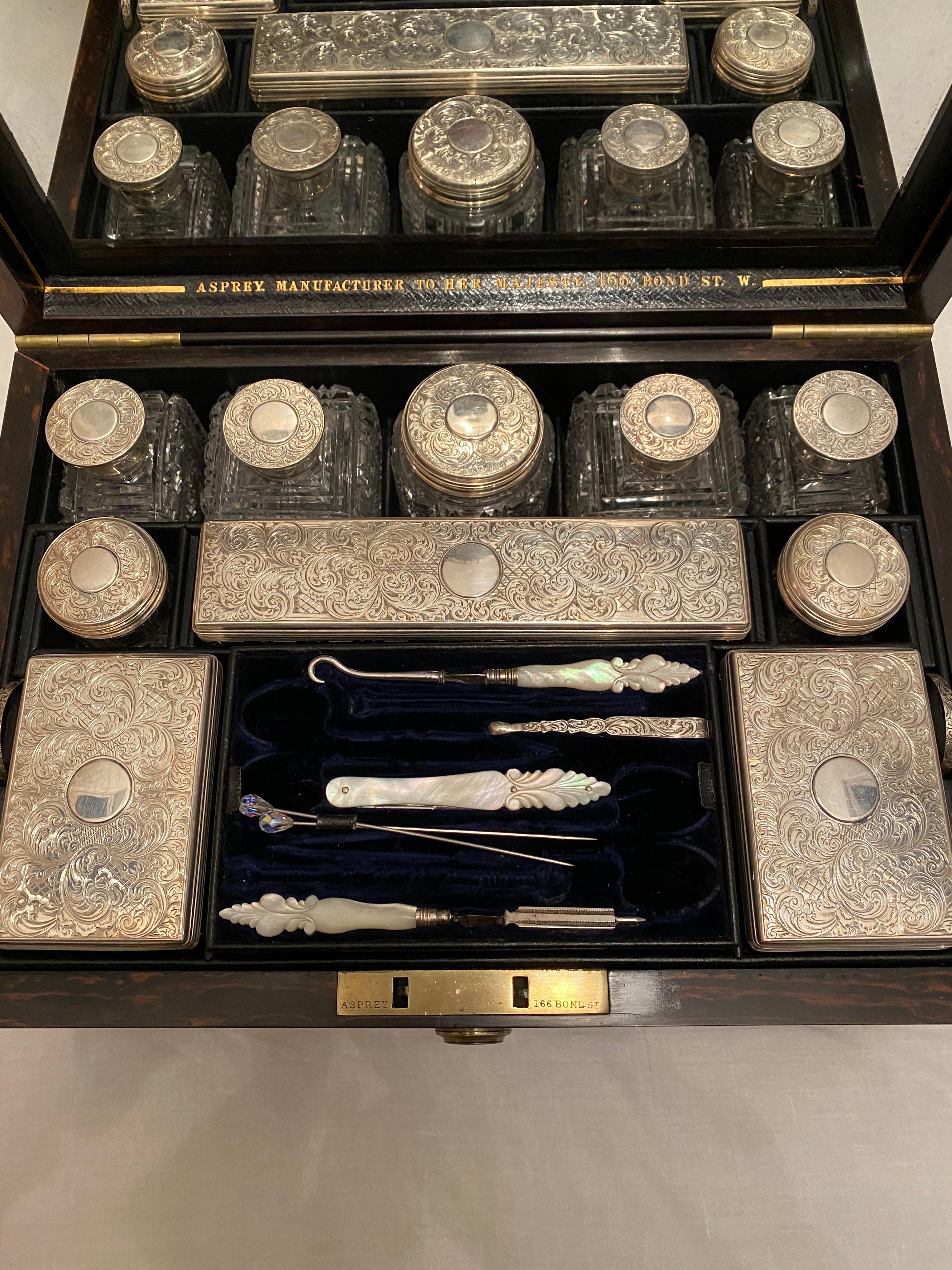 Asprey 1862 Silver, Calamander and Mahogany Jewelry Dressing Vanity Box ...