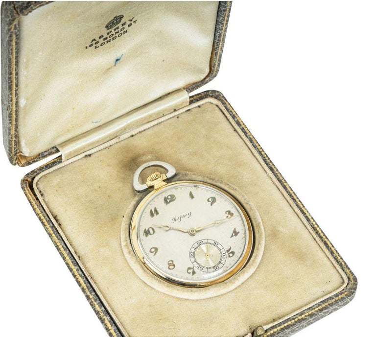 Asprey 18CT Two Gold Art Deco Keyless Lever Open Face Dress Pocket ...