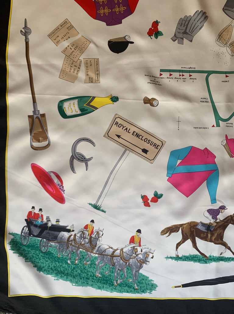 Asprey Ascot Motif Horse Race Silk Scarf at 1stDibs