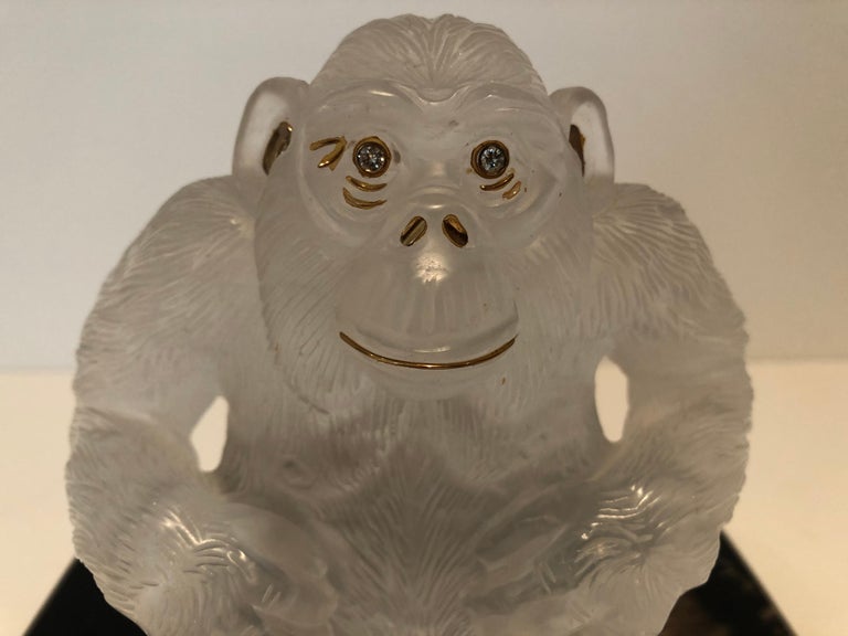 Asprey Carved Rock Crystal Gorilla Diamond Eye's and 18-Karat Gold ...