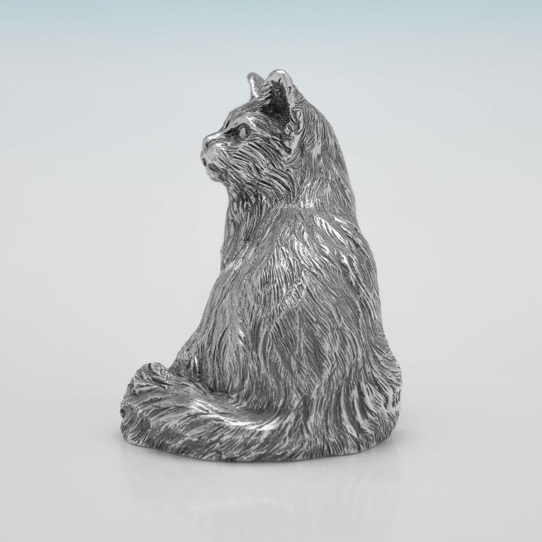 Asprey, Cast Sterling Silver Model of a Cat, London 1994 For Sale at ...