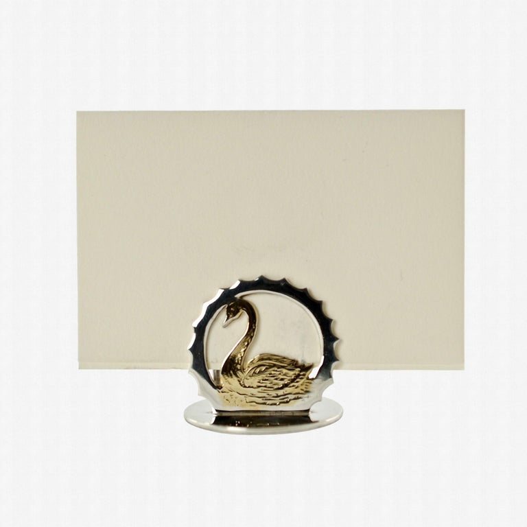 Asprey and Co Sterling Silver Cased Swan Motif Menu Place Card Holders ...