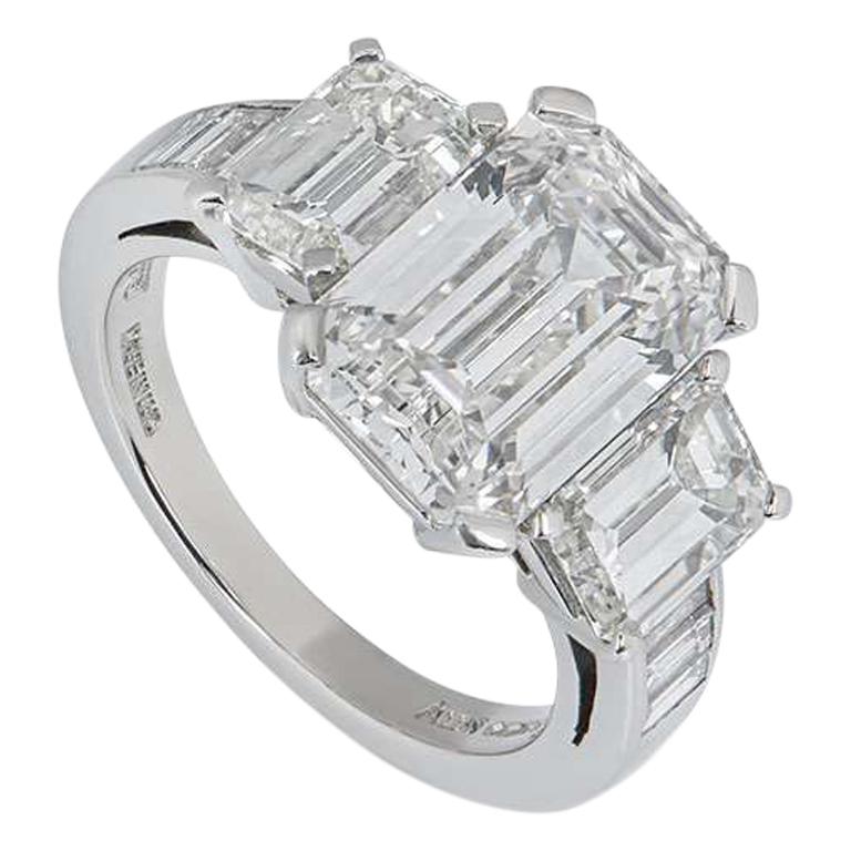 Asprey Emerald Cut Diamond Ring 6.30 Total Carat 4.30 Center Stone GIA ...