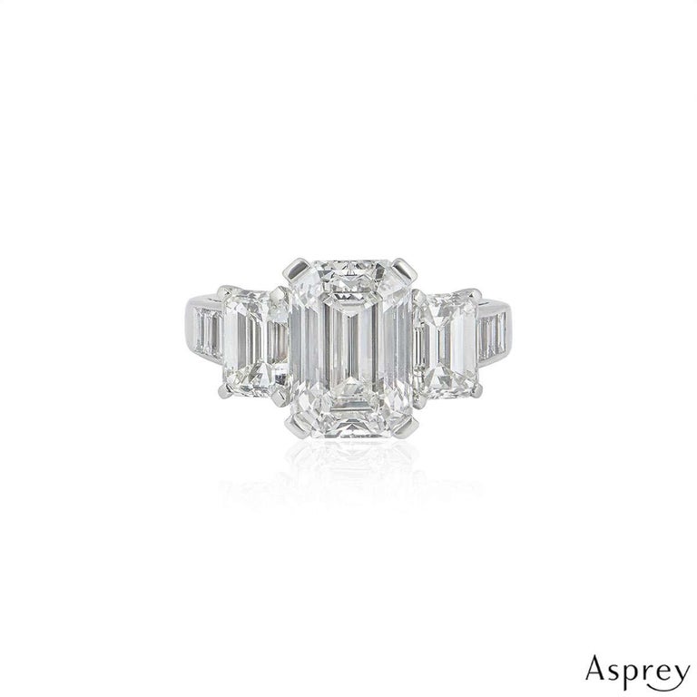Asprey Emerald Cut Diamond Ring 6.30 Total Carat 4.30 Center Stone GIA ...