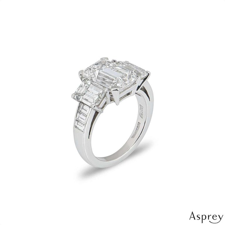 Asprey Emerald Cut Diamond Ring 6.30 Total Carat 4.30 Center Stone GIA ...