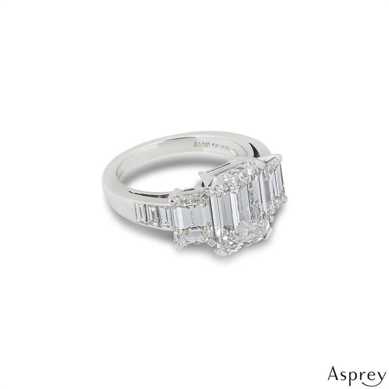Asprey Emerald Cut Diamond Ring 6.30 Total Carat 4.30 Center Stone GIA ...
