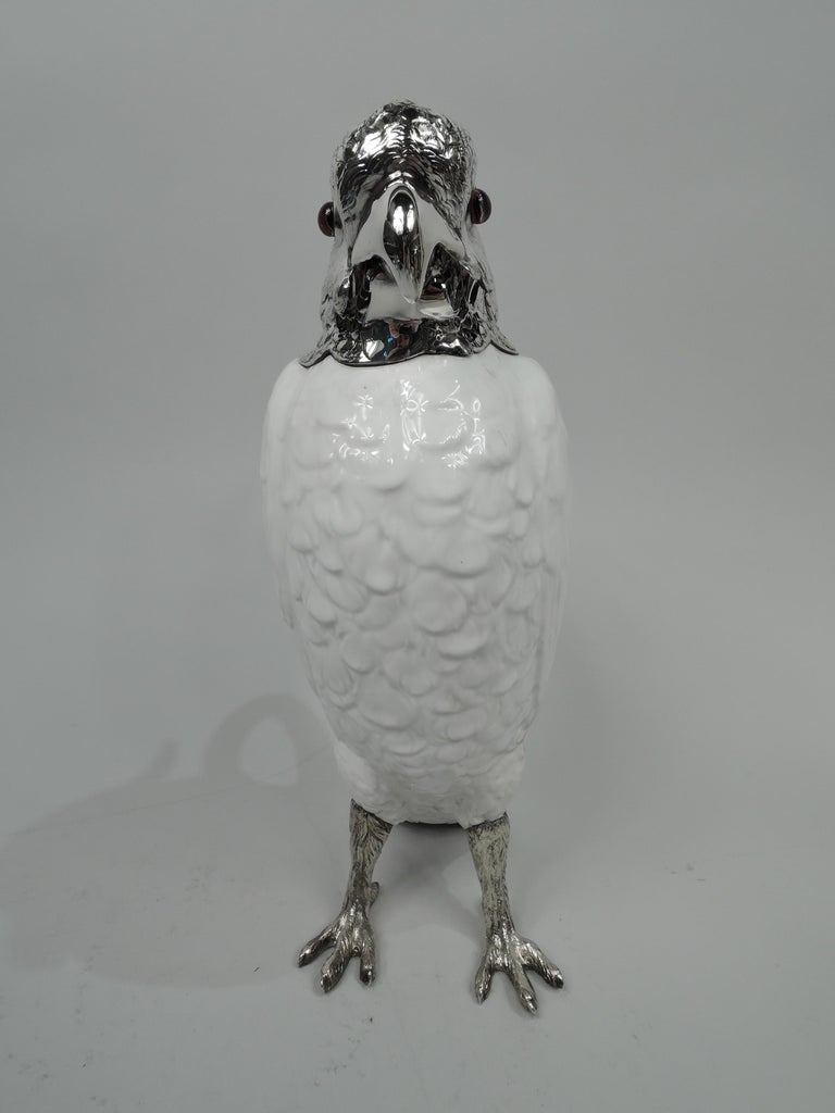 Asprey English Sterling Silver and Blanc De Chine Novelty Bird Decanter ...
