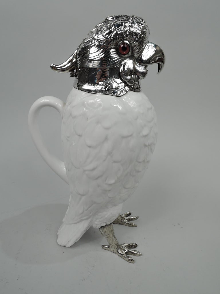 Asprey English Sterling Silver and Blanc De Chine Novelty Bird Decanter ...