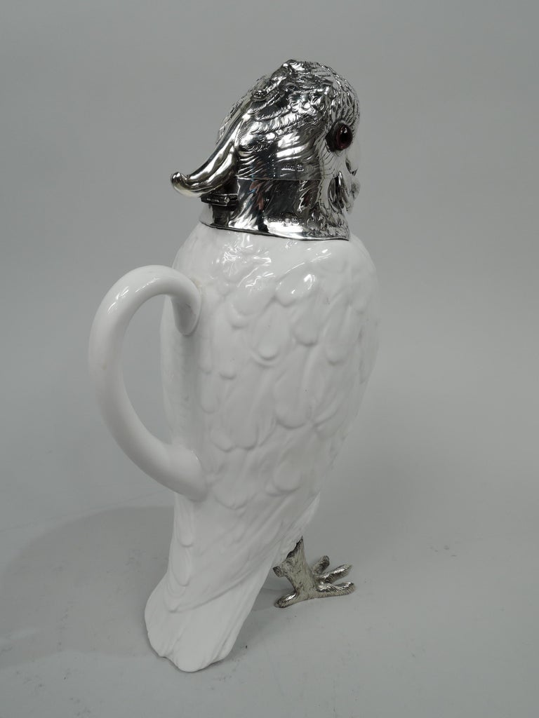 Asprey English Sterling Silver and Blanc De Chine Novelty Bird Decanter ...