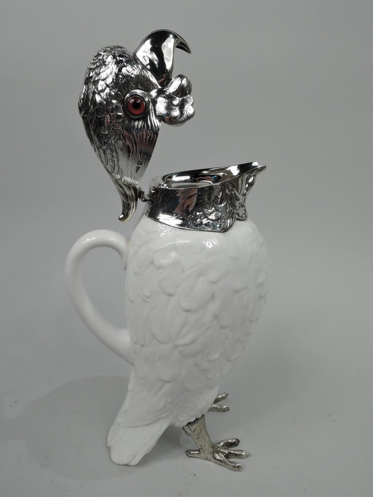 Asprey English Sterling Silver and Blanc De Chine Novelty Bird Decanter ...