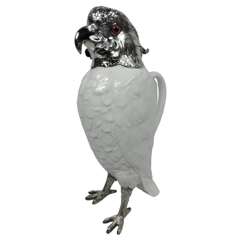 Asprey English Sterling Silver and Blanc De Chine Novelty Bird Decanter ...