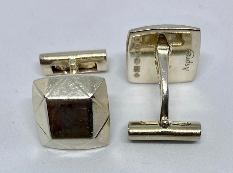 Asprey Geometric Cufflinks in Sterling Silver For Sale at 1stDibs
