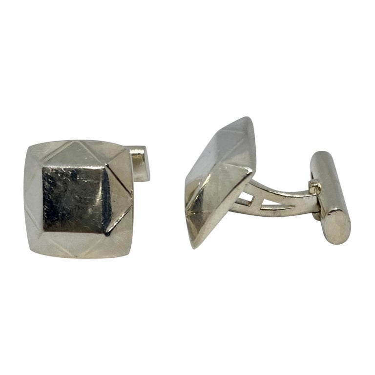 Asprey Geometric Cufflinks in Sterling Silver For Sale at 1stDibs