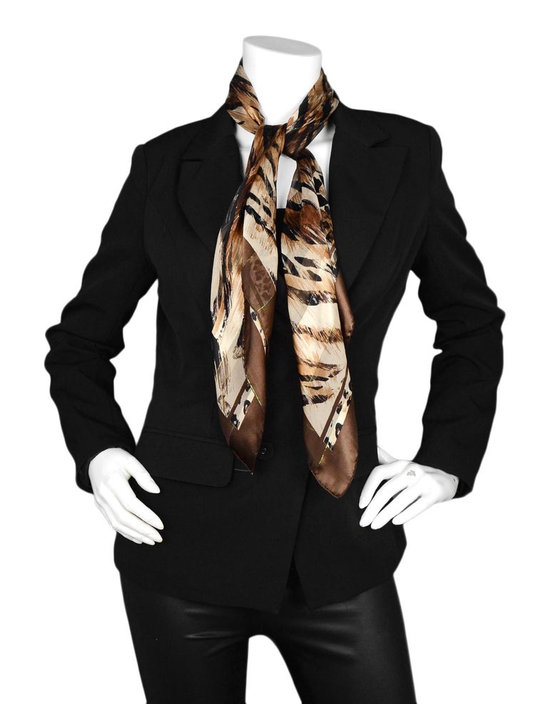 Asprey Leopard Sheer Silk 34" Scarf W/ Metallic/Iridescent Stripe at ...