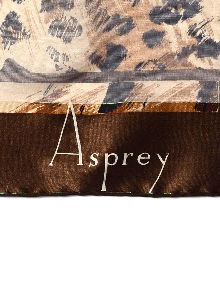 Asprey Leopard Sheer Silk 34" Scarf W/ Metallic/Iridescent Stripe at ...