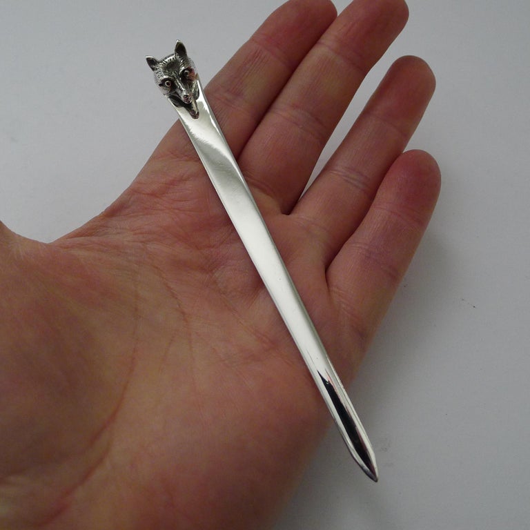 Asprey, Novelty Silver Fox Letter Opener, Chester, 1928 For Sale at 1stDibs