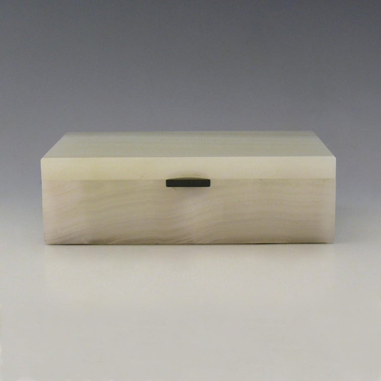 Asprey White Agate Box with Inlaid Nephrite, circa 1930 at 1stDibs