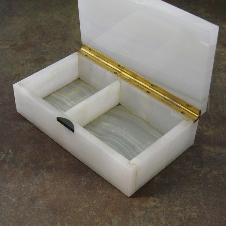 Asprey White Agate Box with Inlaid Nephrite, circa 1930 at 1stDibs