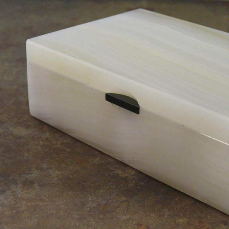 Asprey White Agate Box with Inlaid Nephrite, circa 1930 at 1stDibs