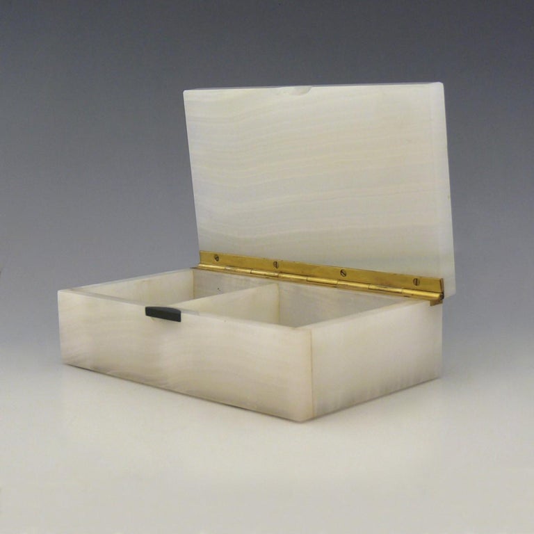 Asprey White Agate Box with Inlaid Nephrite, circa 1930 at 1stDibs
