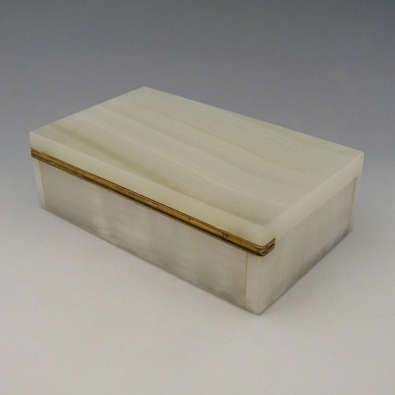 Asprey White Agate Box with Inlaid Nephrite, circa 1930 at 1stDibs