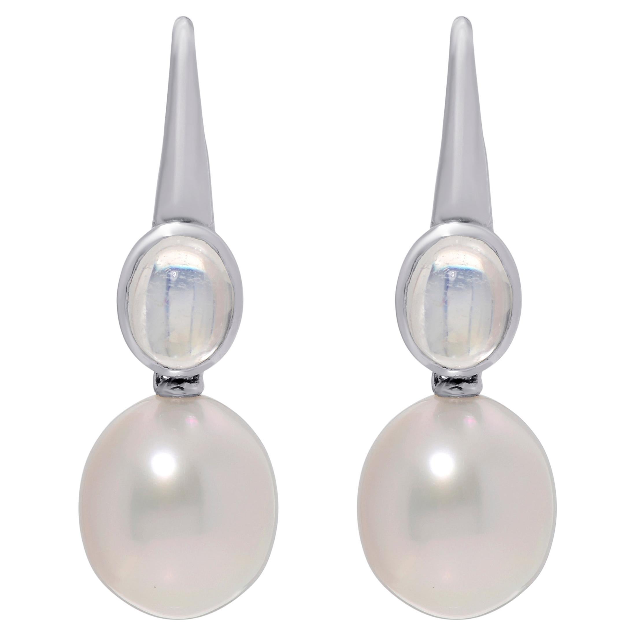 Neha Dani Blue Moonstones, Diamonds Set in White Gold Yulong Drop ...