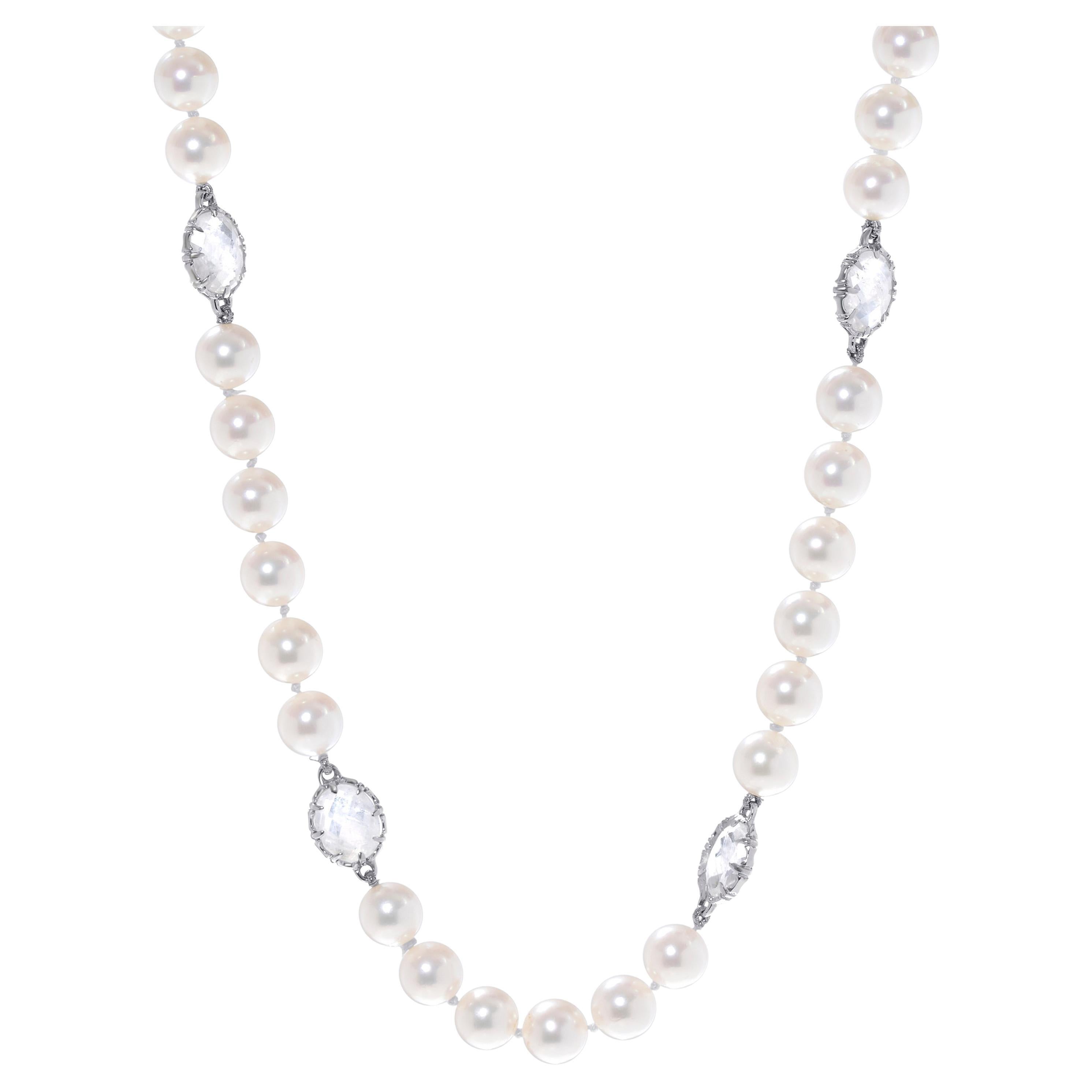 Assael 18k Yellow Gold, Pearl and Moonstone Strand Necklace For Sale at ...