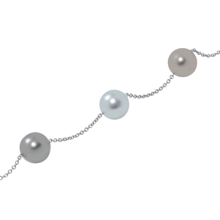 Assael 18k White Gold Tahitian Natural Color Pearl Strand Necklace For ...