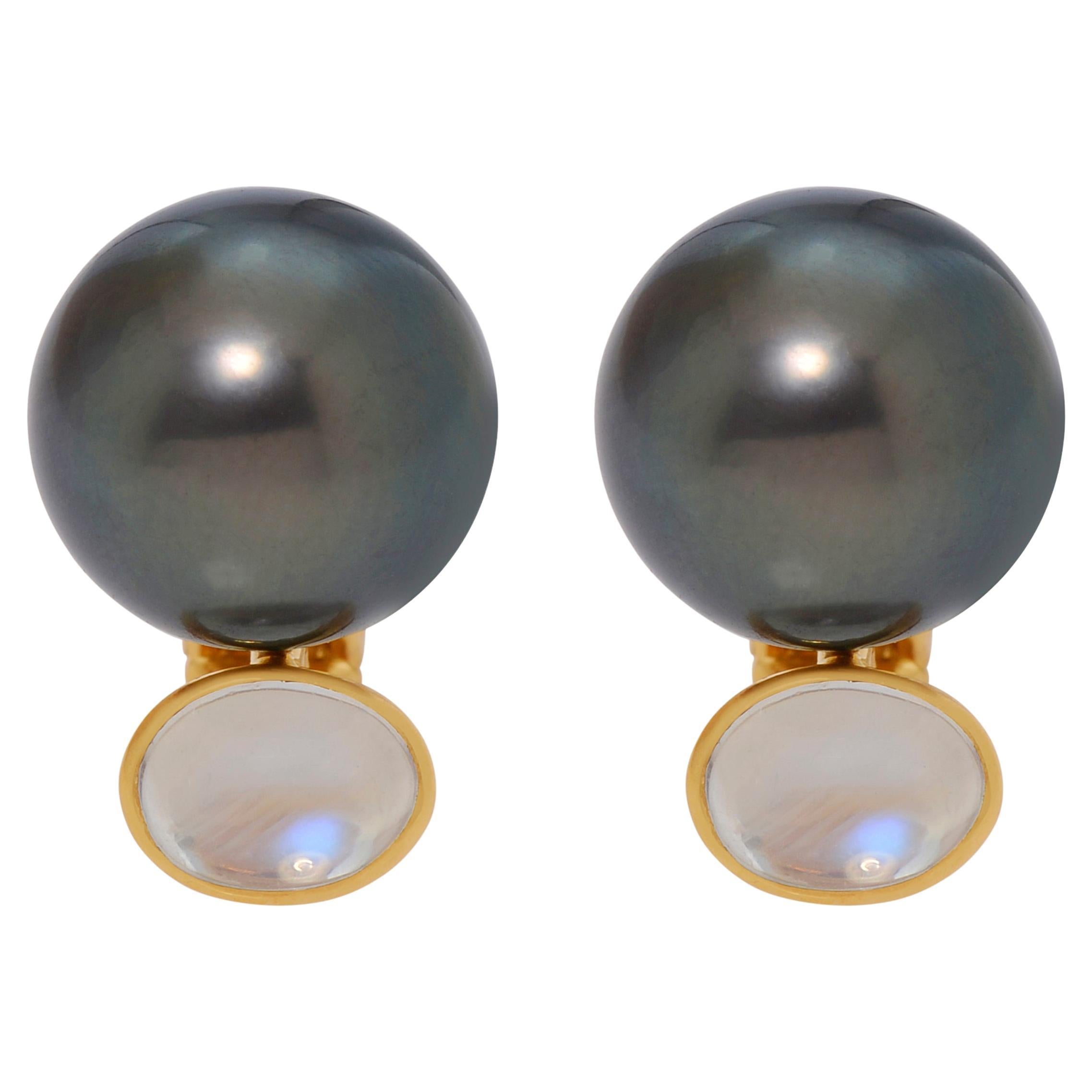 Assael 18k Yellow Gold, Diamond and South Sea Pearl Clip on Earrings ...