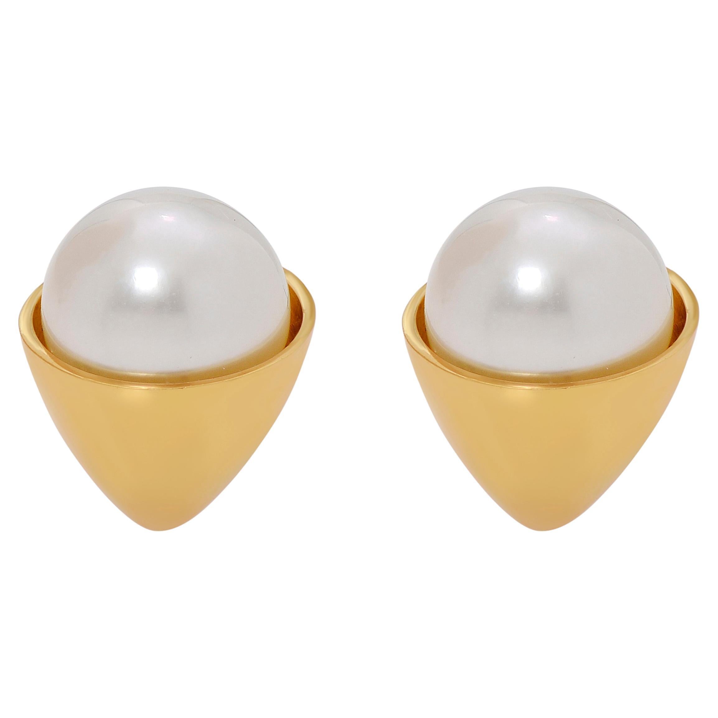 Assael 18k Yellow Gold Japanese Akoya Cultured Pearl Stud Earrings For ...