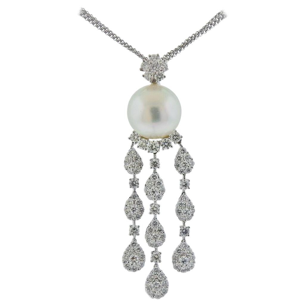Assael Pearl and Diamond Gold Lariat Necklace For Sale at 1stDibs ...