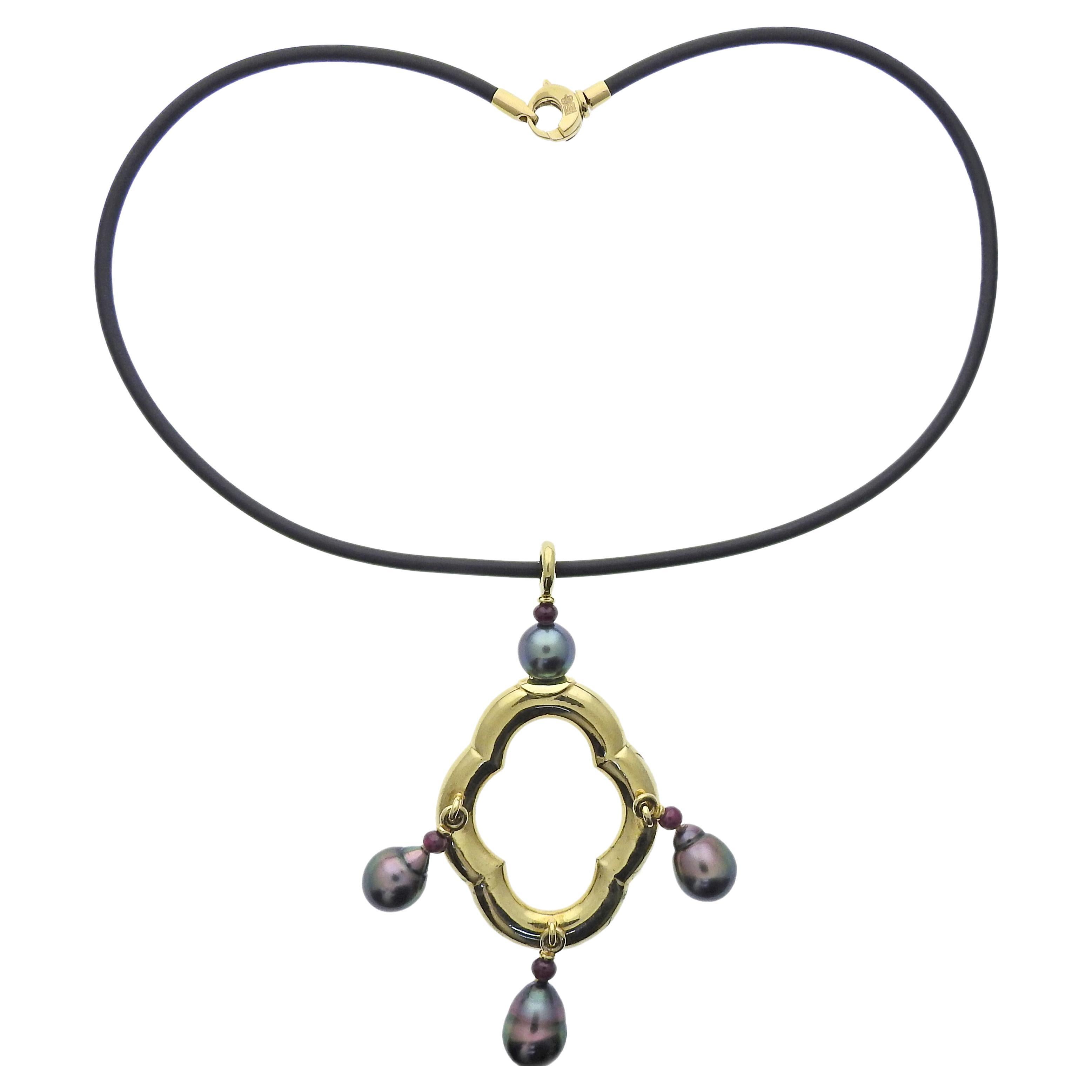 Assael Prince Dimitri Fancy Diamond Wood Gold Pendant Cord Necklace at ...