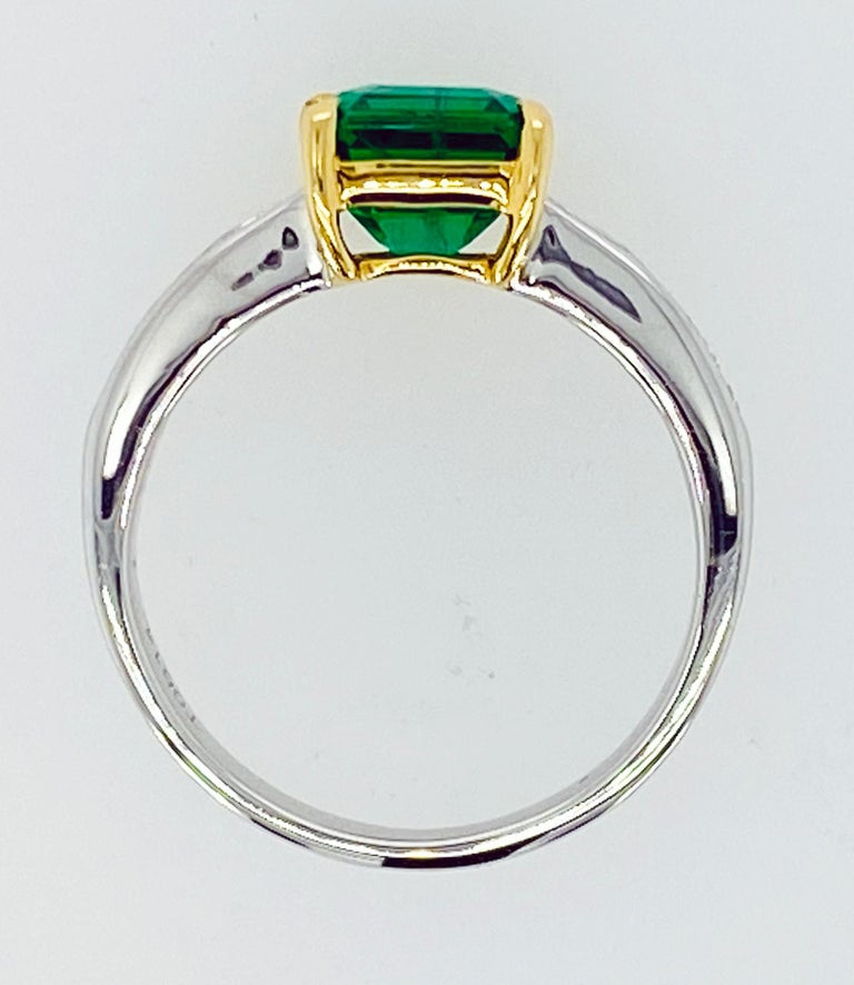 Asscher Cut Emerald and Diamond Ring For Sale at 1stDibs