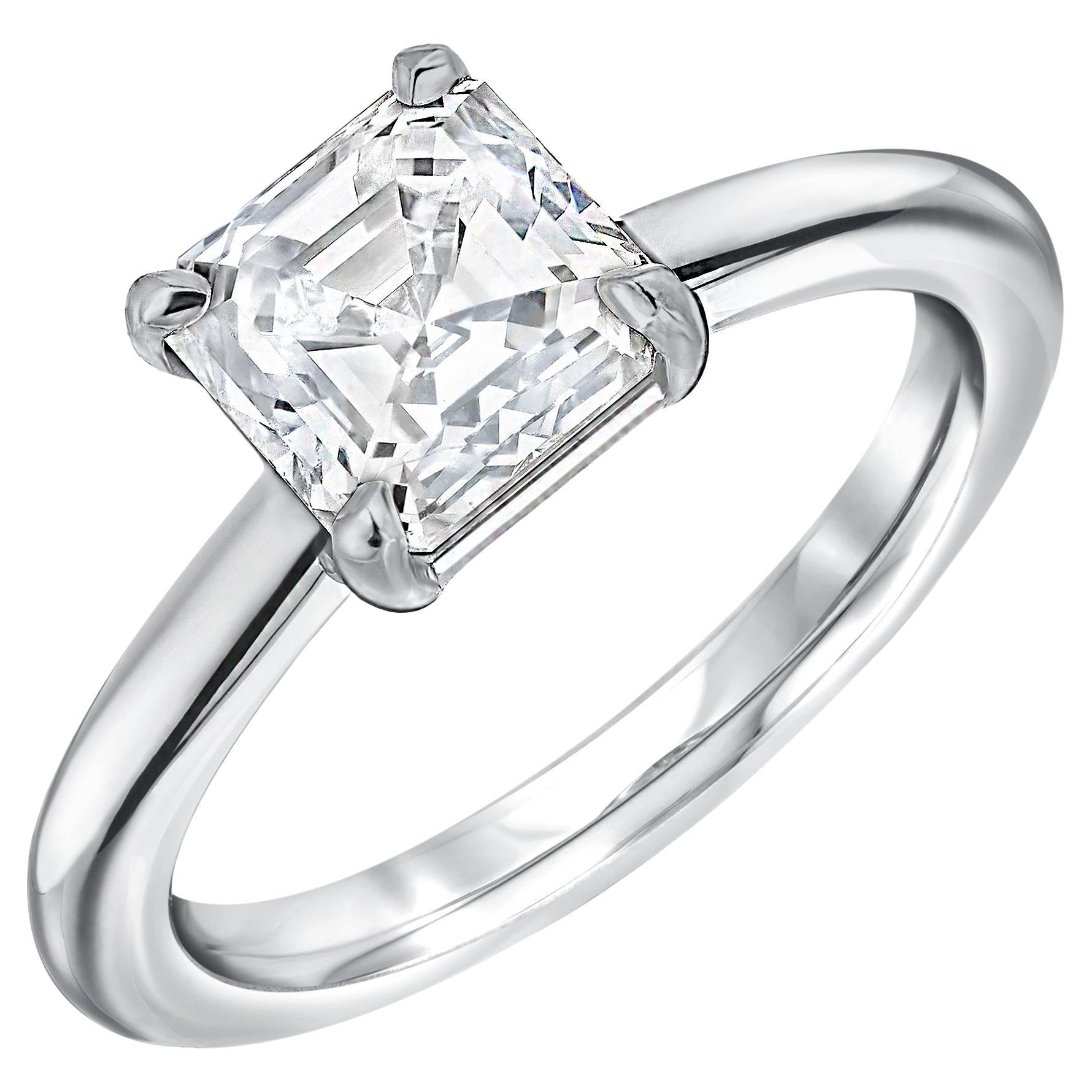 Platinum Asscher Cut Diamond Ring at 1stDibs