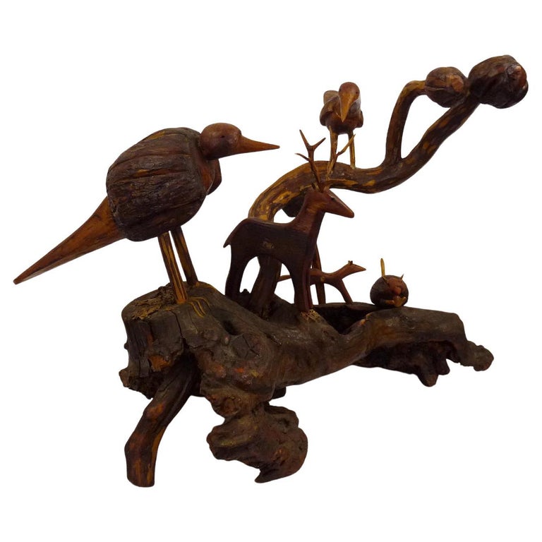Assemblage of Carved Birds and Animals by the Outsider Artist Russell ...