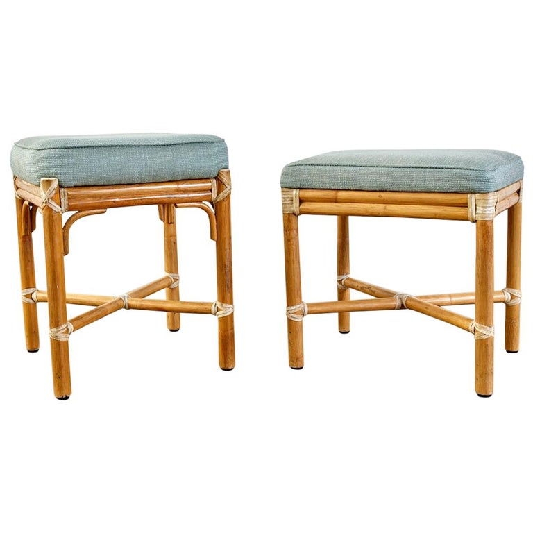 Associated Pair of McGuire Bamboo Rattan Footstools at 1stDibs | rattan ...